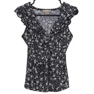 Susan Lawrence | Tops | Susan Lawrence Womens Medium Black Knot Front V ...